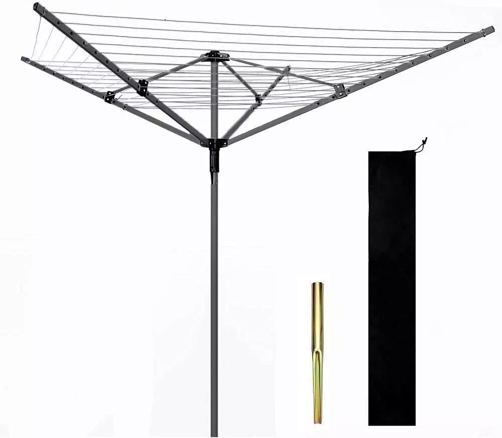 60M 4 Arm Heavy Duty Folding Rotary Washing Lines Outdoor (Spike + Cov ...